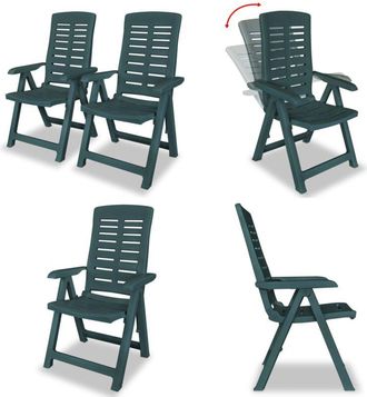 vidaXL Vidaxl - Verstellbare Gartenstühle 2 Stk. Kunststoff Grün - Gartensaßsessel - Gartenstühle - Outdoor Möbel - Plastik Stuhl - Wetterfest - Home &