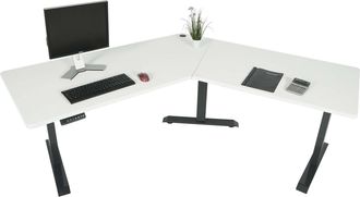 Mendler Schreibtisch HWC-D40, Computertisch, 120° elektrisch höhenverstellbar - weiß, anthrazit-grau