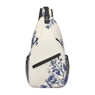 Generic Sac &agrave; dos &agrave; bandouli&egrave;re de style chinois avec fleurs bleues pour homme