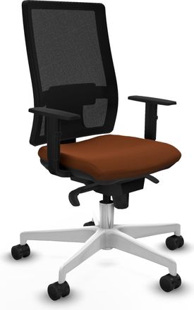 Piqueras y Crespo B&uuml;rostuhl mit Armlehnen und hoher R&uuml;ckenlehne, h&ouml;henverstellbare Lendenwirbelst&uuml;tze, mit 5 Positionen und injiziertem Schaumstoff, Schwarz/Braun