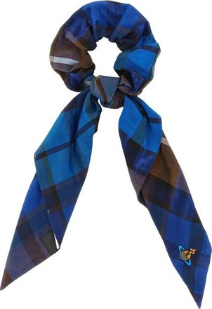 Vivienne Westwood Tartan Orb Haarscrunchie - - Accessories - Damen - Blau - ONE SIZE