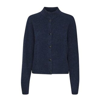 Gestuz Cardigan en Tricot Doux avec Boutons - Femme - Pulls - Bleu - Taille: 42 FR
