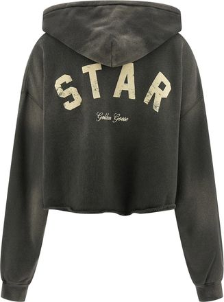Golden Goose Delav&eacute; Cotton with Star Print Hoodie - Gray