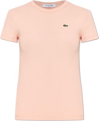 Lacoste Femme, Tops, Rose, Taille: 40 FR T-Shirt Slim Fit en Coton C&ocirc;tel&eacute;