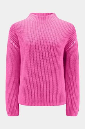 Six-O-Seven Strickpullover Six-o-Seven Grobstrickpullover mit Stehkragen - PINK