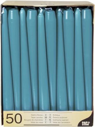 Papstar Lot de 50 bougies chandelier &Oslash; 2,2 cm 25 cm Turquoise