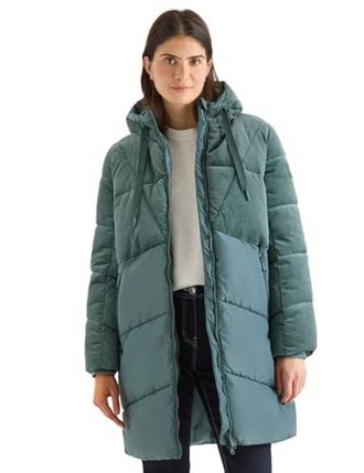 Cecil 1005474 Manteau Bouffant avec Velours côtelé, Vert Glace, L Femmes