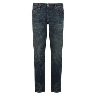 Philipp Plein Bedruckte Super Straight Cut Jeans Tattoo - - Jeans - Herren - Blau - W36