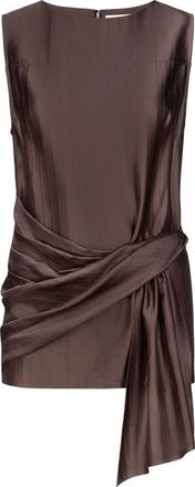 Loulou Studio Femme, Tops, Brun, Taille: 38 FR Fonda Draped Asymmetric Top