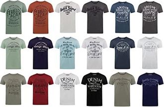 Riverso RIVLeon - Lot de 4 t-shirts &agrave; col rond et manches courtes pour homme - 100 % coton - Coupe droite - Vert, bleu, blanc, gris, rouge, orange - Taille S,