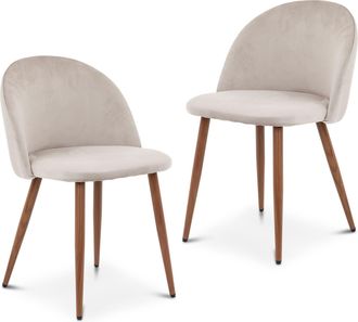 IDIMEX Esszimmerst&uuml;hle Navia 2er Set, Hellgrau - St&uuml;hle mit Veloursstoff und gepolsterter Sitzfl&auml;che, Stuhl mit stabilen Metallbeinen, Esszimmerm&ouml;bel im mode