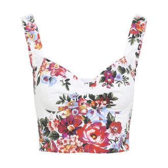 Dolce & Gabbana Femme, Tops, Multicolore, Taille: 38 FR Top en coton blanc