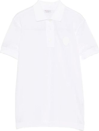Brunello Cucinelli Femme, Tops, Blanc, Taille: 36 FR Polo en Piqu&eacute; de Coton avec D&eacute;tail Blason