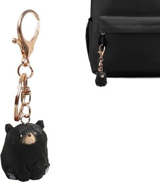 Generico Porte-cl&eacute;s ours sculpt&eacute; | Co&ucirc;t dours miniature en bois fait &agrave; la main - Porte-cl&eacute;s de taille danimaux mignon, sac &agrave; dos unique, d&eacute;coration de sac d&eacute;co