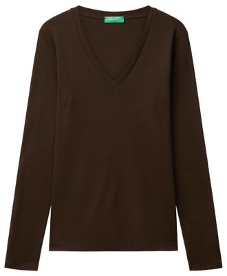 Benetton Damen M/L 3ga2e4245 T-Shirt, braun, X-Small