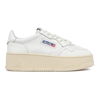 Autry Femme, Chaussures, Blanc, Taille: 39 EU Baskets Plateforme Basse en Cuir Blanc