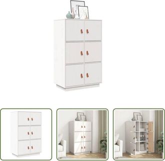 vidaXL Holzsideboard - Highboard Wei&szlig; 67x40x108,5 cm Massivholz Kiefer