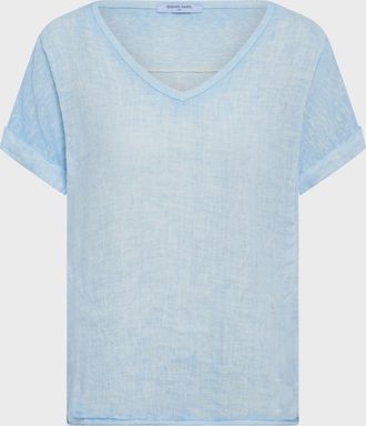 Gerard Darel T-shirt V ample en lin - Bleu ciel
