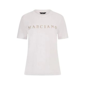 Guess Femme, Tops, Blanc, Taille: 42 FR T-shirt blanc à manches courtes avec imprimé animalier