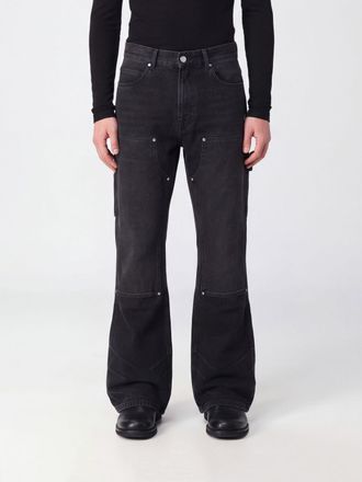 Amiri Jean flare en denim de coton noir &agrave; taille mi-haute