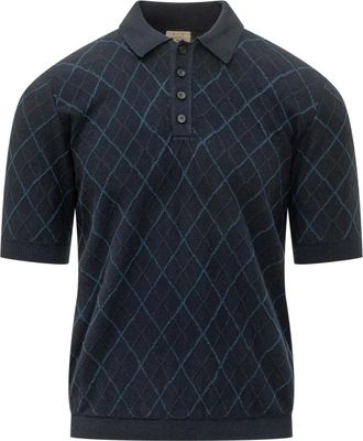 Rakk&igrave; Homme, Tops, Bleu, Taille: M Intarsia Diamond Polo
