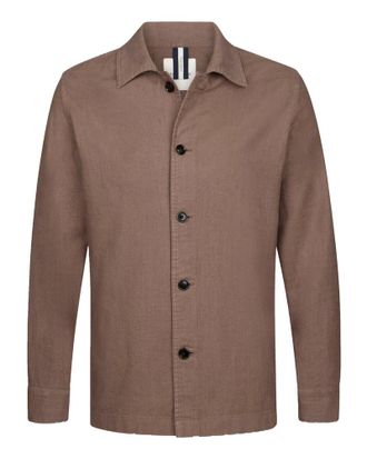 Profuomo Garment Dyed Overshirt aus Leinen und Baumwolle, Regular Fit in