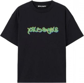 Palm Angels Homme, Tops, Noir, Taille: XL Neck Logo T-Shirt