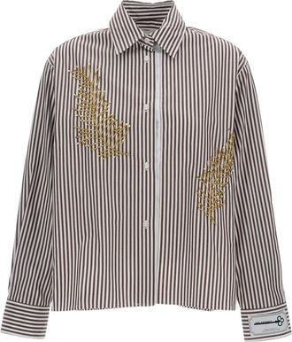 Des_Phemmes DES Phemmes, Femme, Blouses et Chemises, Beige, Taille: 36 FR Chemise ray&eacute;e avec strass