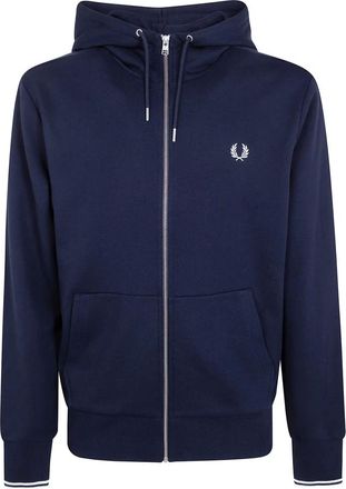Fred Perry Homme, Sweatshirts et sweats &agrave; capuche, Bleu, Taille: XL Hooded Zip Through SweaT-shirt