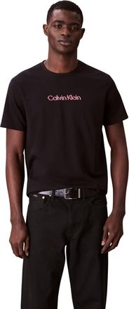 Calvin Klein Herren T-Shirt Kurzarm Glitched Logo Classic Tee aus Baumwolle, Schwarz (Black), L