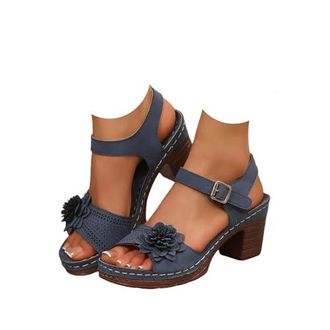 Generic Sandales &agrave; talons bas larges, chaussures d&eacute;t&eacute; pour femme, sandales orthop&eacute;diques &agrave; talon bas pour femme, sandales orthop&eacute;diques pour femme, sandales &agrave;