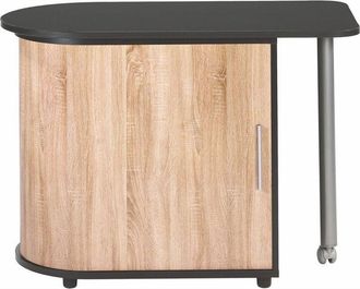 Les Tendances Bureau avec plateau pivotant et rangement noir et bois clair Kool 105cm