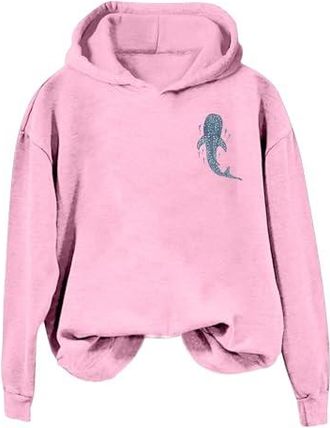 Generic 2026 Sweat &agrave; Capuche pour Femme avec imprim&eacute; dans Le Dos Requin Baleine - Sweat &agrave; Capuche avec Motif de mer - Sweatshirt d&eacute;contract&eacute; pour Les Amateurs