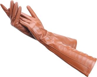 Generic Lange Lederhandschuhe Damen Winter Lammfell Damen Lange Handschuhe Champagne 8.5