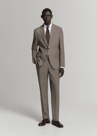 Mango Pantalon de costume London regular-fit marron moyen - Homme - 38 - MANGO MAN