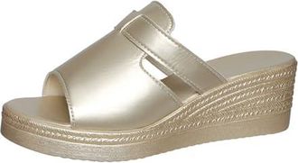 Generic Sandales d&eacute;t&eacute; compens&eacute;es pour femme - Bout ouvert - L&eacute;g&egrave;res - D&eacute;contract&eacute;es - Pour la marche et la plage, dor&eacute;, 38.5 EU