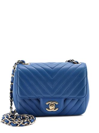 Chanel Square Classic Single Flap Bag Chevron Lambskin Mini crossbody bag - Blau