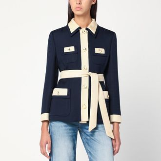 Valentino Blue/ivory jacket with belt