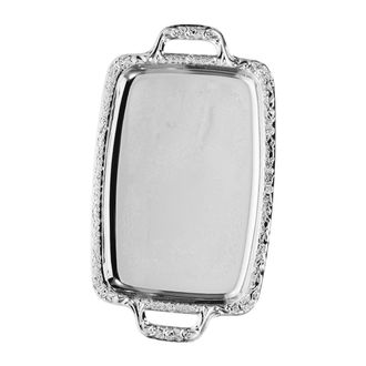 Holibanna Edelstahl Snackteller Rechteckig Zum Servieren Von Speisen Aufbewahrungsteller F&uuml;r Obst Kuchentablett Mit Griffen F&uuml;r Partys Und Grillabende