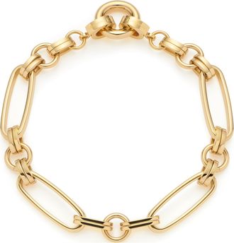 Leonardo Armband Clip & Mix Mathilde - Arm-Kette aus goldfarbenem Edelstahl - Verbindungs-Ring zum Anhängen von Charms - massive Kettenglieder - 18,5 cm Länge 