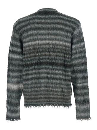 Won Hundred Mens Grey Crewneck Sweater With Fringed Hem Nylon (recycled) Tops Top