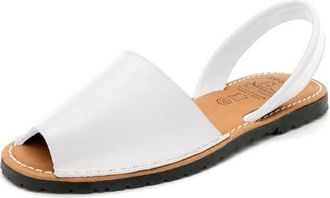 Avarcashop Sandales Menorquina pour femme en cuir v&eacute;ritable - Semelle int&eacute;rieure rembourr&eacute;e, Blanc., 41 EU