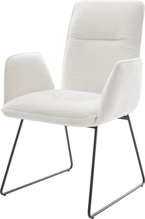 DELIFE Polsterstuhl Vinja-Flex Kufengestell Schwarz Boucl&eacute; Soft Beige