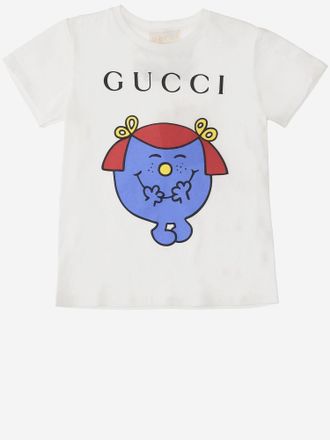 Gucci Girls Cotton T-Shirt With Logo White T-Shirts And Polos
