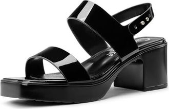 Castamere Femmes Carré Bout Bloc Chunky Talon Heel Plate-forme Lanières Cheville Sandales Dress Décontracté Party Chaussures 6.5 CM Heels Noir 39 EU