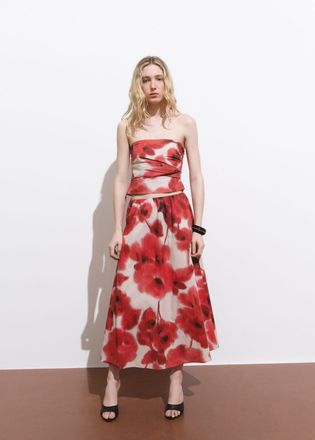 Mango Top bandeau imprim&eacute; &agrave; fleurs &eacute;cru - Femme - XS - MANGO