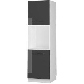 Vicco Meuble pour four Fame-Line, Anthracite Haute brillance, 60 cm avec &eacute;tag&egrave;res ouvertes Vicco