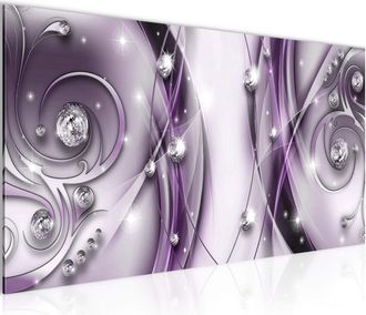 Runa Art Wandbild Abstrakt 1 Teilig 100 x 40 cm Modern Bild auf Vlies Leinwand Diamant Wohnzimmer Schlafzimmer Violett Lila 017912b