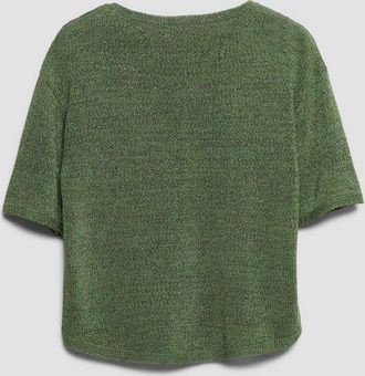 s.Oliver Kurzarmpullover Strickpullover Kurzarm-Strickpullover mit Glitzergarn