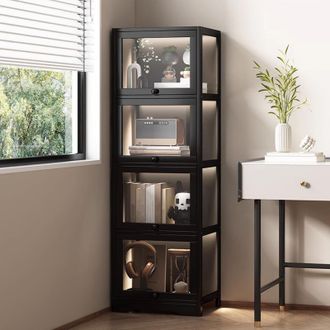 Generic Vitrinenschrank mit Acrylglas-T&uuml;ren, Transparente Vitrine mit hochklappbaren T&uuml;ren, Sammlerartikel-Spielorganisationsregal & Ausstellungsregal, Eckreg